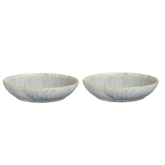 Denby Halo Pastaschüsseln, gesprenkelt, Grau, neutral gemustert, spülmaschinenfest, mikrowellengeeignet, 1050 ml, glasiertes Keramik-Geschirr aus Steingut, 