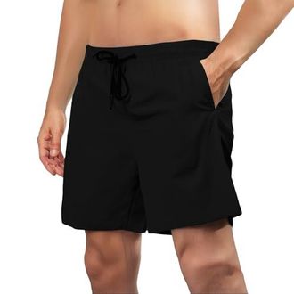 Generic Short de plage d&eacute;t&eacute; pour homme - Maillot de bain - Short de bain respirant - Pantalon de vacances, Noir, XXL