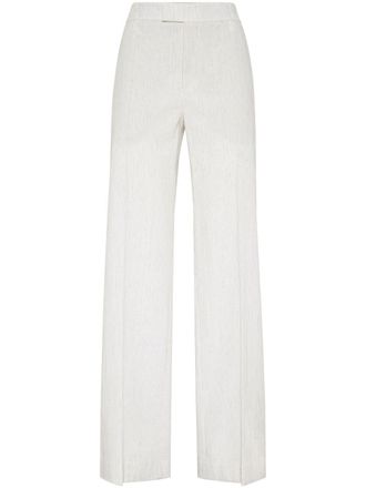 Brunello Cucinelli pantalon &agrave; fines rayures - Blanc