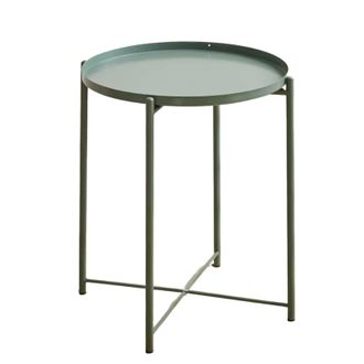 Generic Klapptisch | 42x55.5cm | Beistellt Tisch Rund | Dekotisch | Sofatisch Mit Abnehmbare Tablette | Couchtisch | Nachttisch | Kerzentisch(Green)