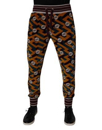 Dolce & Gabbana Mens Multicolor Logo Monogram Jogger Sweatpants Pants Cotton Nylon