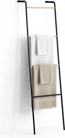 Relaxdays Handtuchleiter aus Metall, 4 Sprossen, f&uuml;r Handt&uuml;cher & Kleidung, platzsparend, HxBxT 158x40x28 cm, schwarz