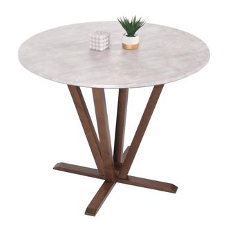 Mendler Bistrotisch HWC-M56, Tisch Esstisch, Massiv-Holz HPL Laminat Melamin &Oslash;92cm, Beton-Optik, braunes Gestell