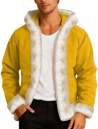 Generic Sweat à capuche uni léger pour homme - Cardigan à capuche pour homme - Unisexe - Bordure blanche - Veste de Père Noël chaude à capuche pour entraîneme