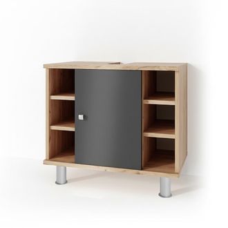 Vicco Waschbeckenunterschrank Anthrazit/Goldkraft Eiche Fynn 60x54x32 cm - Unterschrank f&uuml;r das Badezimmer, Praktische Ablage f&uuml;r Handt&uuml;cher, Putzmittel & P