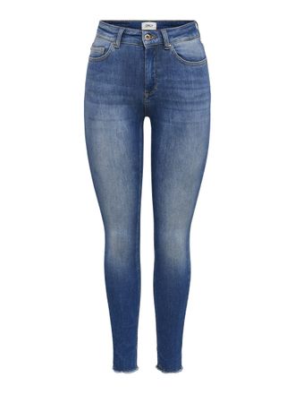 Only Damen Onlblush Life Mid Sk ANK Raw Rea403 Noos Jeans, Medium Blue Denim, M / 34L EU