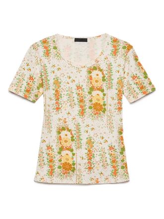 Prada t-shirt à fleurs - Orange