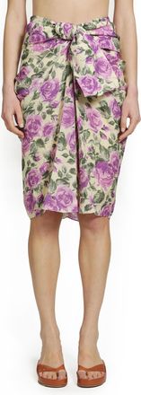 Chlo&eacute; Draped Floral Silk Midi Skirt