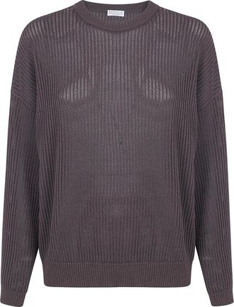 Brunello Cucinelli Maille &agrave; col rond - Homme - Pulls - Brun - Taille: M