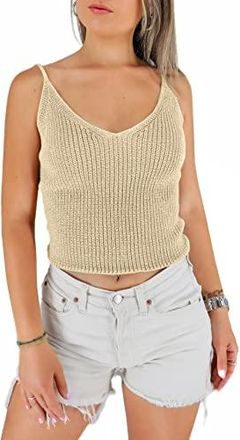 JOPHY & CO. Top Coupe en Tricot Femme Col en V en Coton Extensible (cod. 1501) (as4, Alpha, x_l, Regular, Regular, Beige)