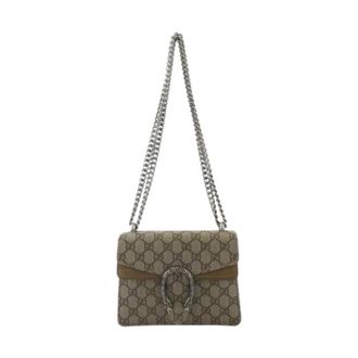 Gucci Sac bandouli&egrave;re pr&eacute;-propri&eacute;t&eacute; en toile GG Supreme Dionysus et daim - Femme - Pre-owned - Beige - Taille: ONE Size