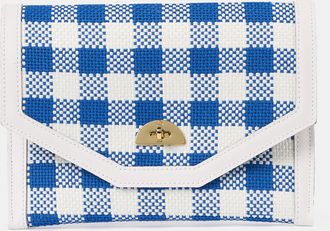 The Cambridge Satchel Company The Twist Lock Pouch - Ultramarine Blue Plaid and Brilliant White