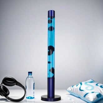 Licht-Erlebnisse Lampe &agrave; Lave XXL ALAN au design r&eacute;tro avec cire bleue H:76 cm G9 lumi&egrave;re dambiance vintage