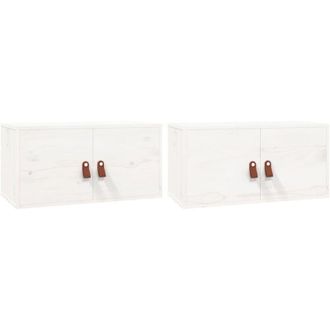vidaXL Wandschr&auml;nke 2 Stk. Wei&szlig; 60x30x30 cm Massivholz Kiefer vidaXL