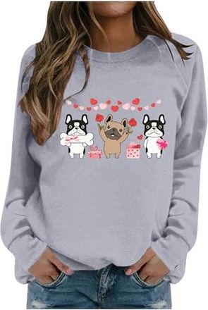 Generic Pull &agrave; capuche pour femme avec imprim&eacute; lettres et col rond pour lautomne et lhiver 2026, gris, S