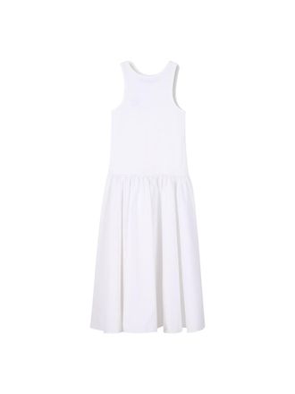 DKNY Cotton with Touch-Stretch Trim Dress - White