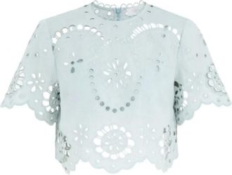 Zimmermann Femme, Blouses et Chemises, Bleu, Taille: 36 FR Awaken Embroidered Top