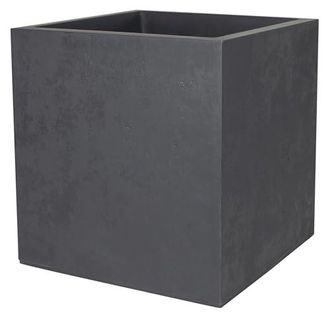 Eda Quadratischer Topf, 50 cm, Basalt, 57 l, Dekor, Beton-Imitation, doppelwandig, Wasserspeicherbereich, 49,5 x 49,5 x 49,5 x 49,5 cm, Anthrazitgrau