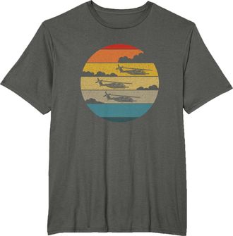 The Salty Veteran Super Stallion Retro Sunset Helikopter CH53 Super Hengst T-Shirt