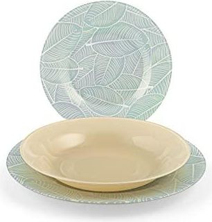 Pasabahce Leaves Tafelservice Hellblau, 18-teilig, 26 cm