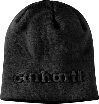 Carhartt Work in Progress Herren Strickm&uuml;tze mit Pr&auml;gung, Schwarz, Einheitsgr&ouml;&szlig;e