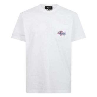 Dsquared2 Homme, Tops, Blanc, Taille: XL T-shirt Blanc en Coton avec Coupe Regular