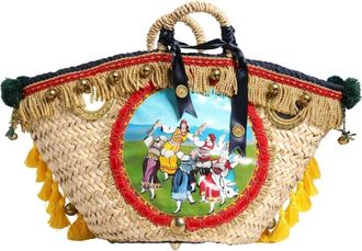 Dolce & Gabbana Femme, Sacs, Multicolore, Taille: ONE Size Sac Sicile en Panier de Paille Tress&eacute;e Orn&eacute;