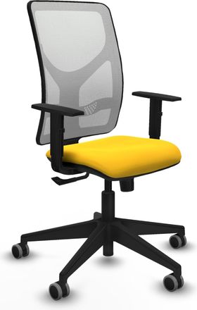 Piqueras y Crespo Drehbarer Schreibtischstuhl mit 1D-Armlehnen, h&ouml;henverstellbare Lendenwirbelst&uuml;tze, ausgestattet mit 3 Positionen und Schneideschaum, Wei&szlig;/Gelb