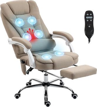 Vinsetto Fauteuil de Bureau massant et Chauffant, Chaise de Bureau, Chaise Ergonomique avec Hauteur r&eacute;glable, Dossier inclinable et t&eacute;l&eacute;commande Filaire, pivot
