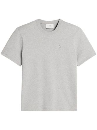 Ami t-shirt nervuré à logo brodé - Gris