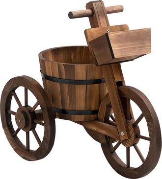 OUTSUNNY Dreirad-Pflanzenst&auml;nder - Regal f&uuml;r Blument&ouml;pfe - Blumenkasten ABM. 52L x 31l x 45H cm - Tannenholz