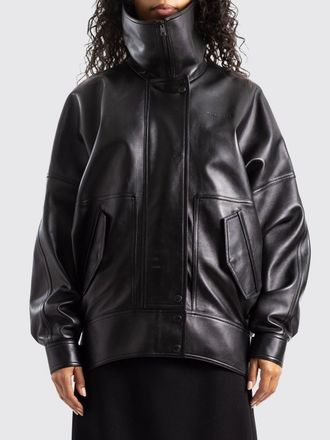 Balenciaga Blouson bomber court en cuir dagneau avec col montant