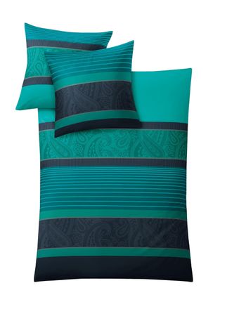 Kleine Wolke 6162675952 Bettw&auml;sche Cambridge, Ma&szlig;e: 135 x 200 cm und 80 x 80 cm, Farbe: Petrol