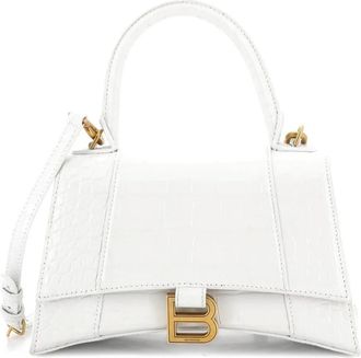 Balenciaga Hourglass Top Handle Bag Crocodile Embossed Leather Small crossbody bag - Wei&szlig;