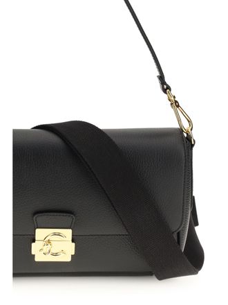 Coccinelle Womens Shoulder Bag C-Me Lock Black Calf Leather