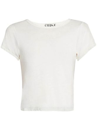 &Eacute;terne Cropped-T-Shirt mit Rundhalsausschnitt - Wei&szlig;