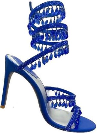 Generic YUJIEBB Sandales d&eacute;t&eacute; &agrave; talons hauts pour femme avec strass et perles de cheville serpent ficelle autour des chaussures de mariage sandales de gladiat