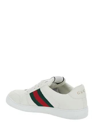 Gucci Mens Low Sneakers Screener White Leather Lambskin Trainers
