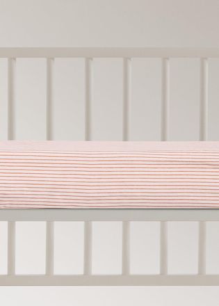 Mango Drap-housse berceau percale de coton rayures rouge-orang&eacute; - Home - 60x120x15cm - MANGO HOME