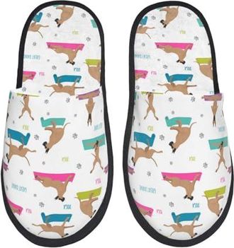 Generic Slippers Chiens Dogues Allemands Faisant Du Yoga (Dr&ocirc;les) Chaud Pantoufles De Voyage Unisexe Chaussons Pour Spa Invit&eacute; Chambre L