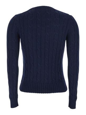 Polo Ralph Lauren Womens Crew Neck Sweater Pony Embroidery Blue Cotton Tops Top