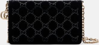 Gucci Portemonnaie mit Kettenriemen GG Crystal aus Samt