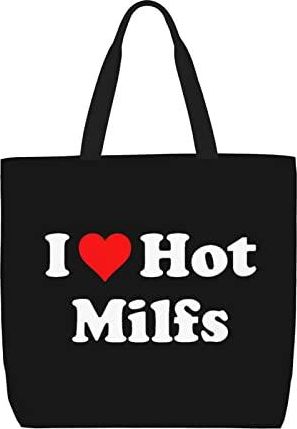 Generic Sac Fourre-Tout JAdore Les Milf Sac Fourre-Tout En Toile Personnaliser R&eacute;utilisable Sacs En Toile &Eacute;paule, Pour Voyage, &Eacute;cole, Tous Les Jours, Shopping