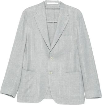 Eleventy Homme, Vestes, Bleu, Taille: 2XL Veste en lin/laine/soie