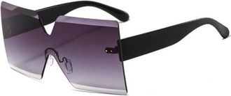 Generic Lunettes de soleil une pièce sans monture 2026 pour femme - Lunettes de soleil surdimensionnées UV400 - Nuances UV400 - Noir, gris - Taille unique