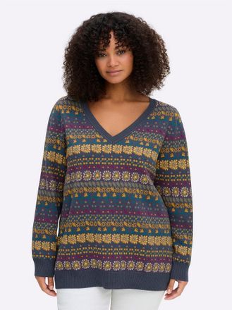 Sheego Strickpullover Pullover Langarm Jacquard