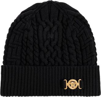 Versace Homme, Accessoires, Noir, Taille: ONE Size Wool Knit Beanie