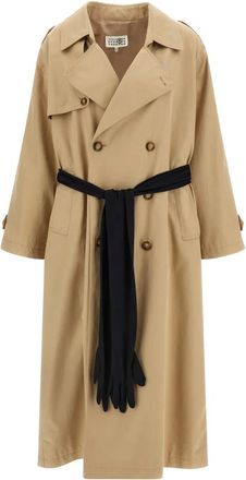 Maison Margiela Femme, Manteaux, Beige, Taille: 36 FR Trench-coat en coton avec gants