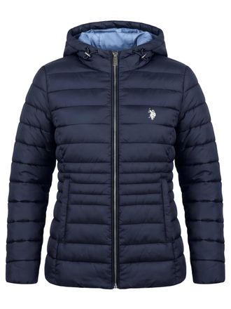 U.S.Polo Association Damen Steppjacke - leicht, mit Kapuze & Logo