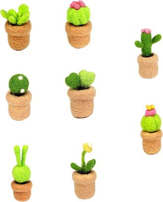 DOITOOL Nadelfilz Bastelset 8 St&uuml;ck Kaktus Wool Selbstgemacht Materialset Filzwolle F&uuml;r Anf&auml;nger Handwerk Zuhause Dekoration